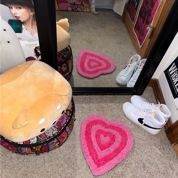 Other | Cute Heart Kawaii Punch Needle Tuft Hand Tufted Rug | Poshmark
